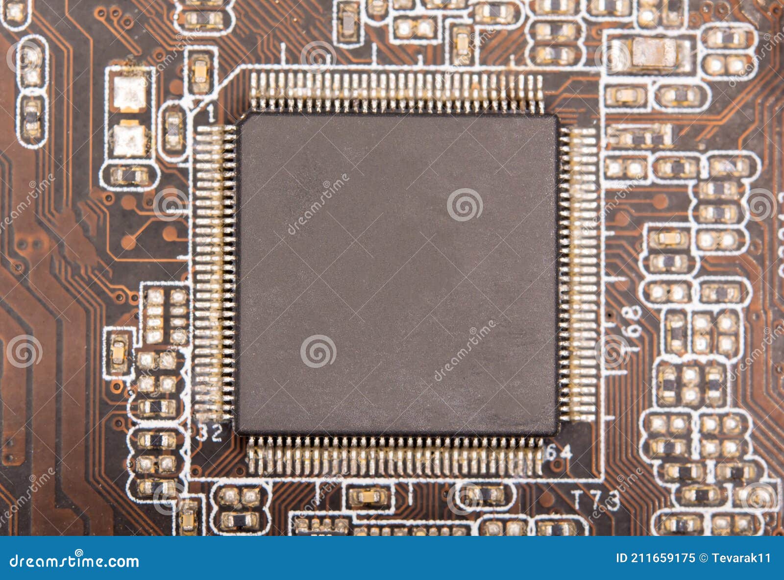 Close Up Blank Microchip on Electronic Circuit Board Stock Image ...