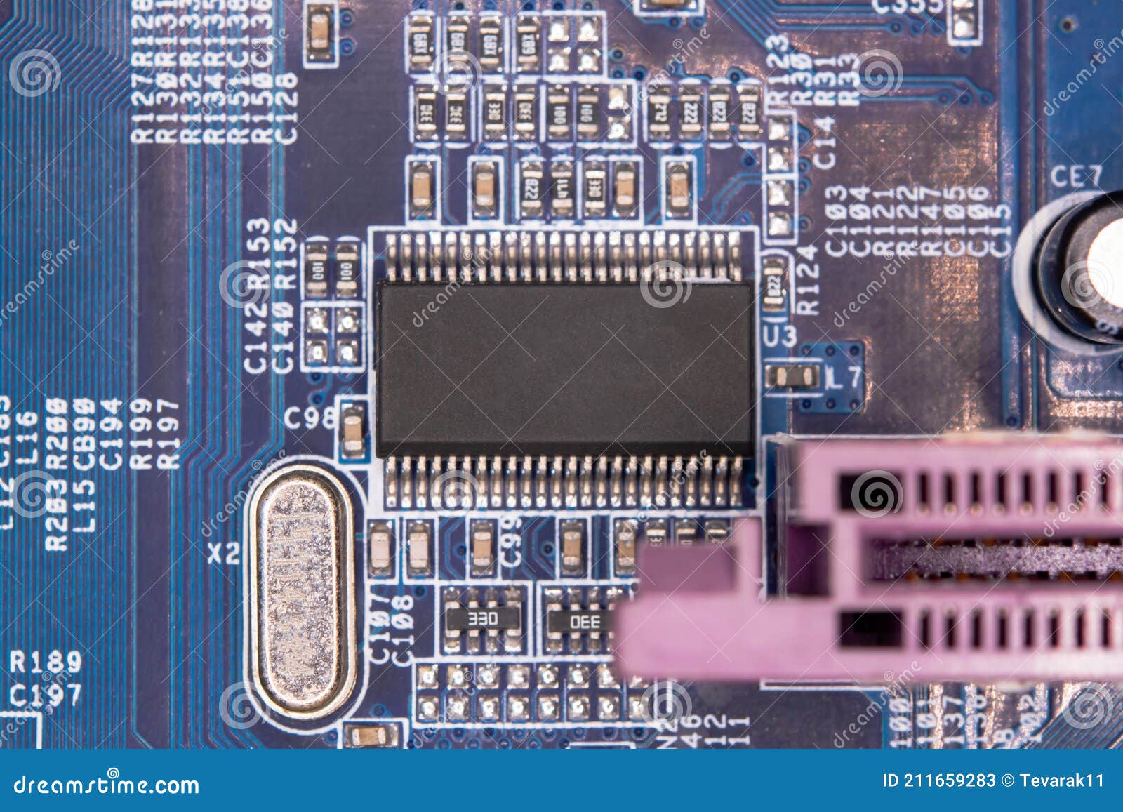 Close Up Blank Microchip on Electronic Circuit Board Stock Image ...