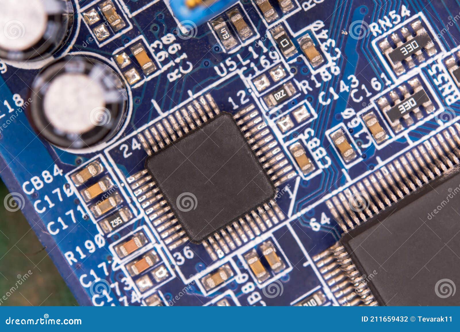 Close Up Blank Microchip on Electronic Circuit Board Stock Photo ...