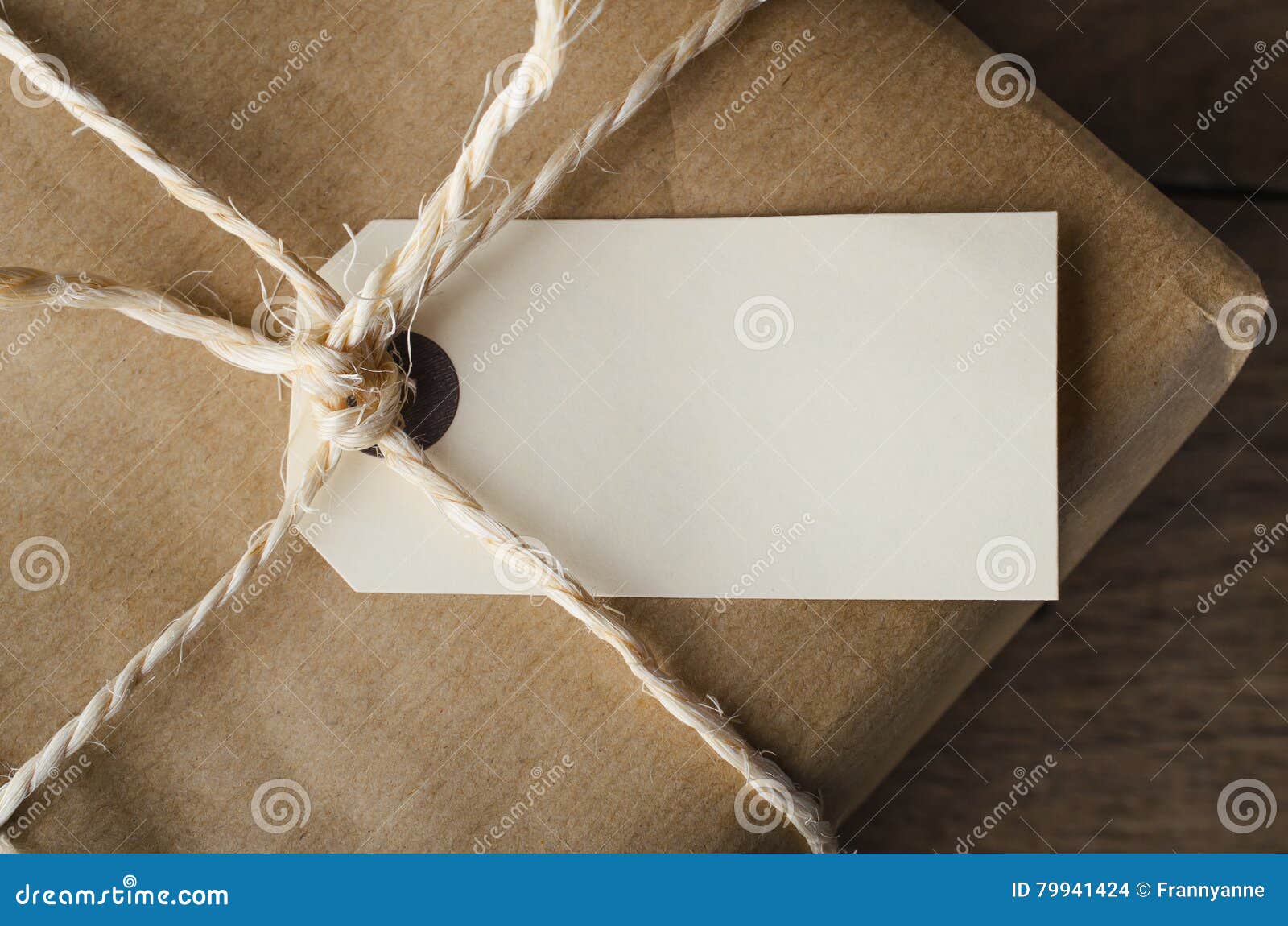 Close Up of Blank Tag on String Tied Parcel Stock Photo - Image of ...