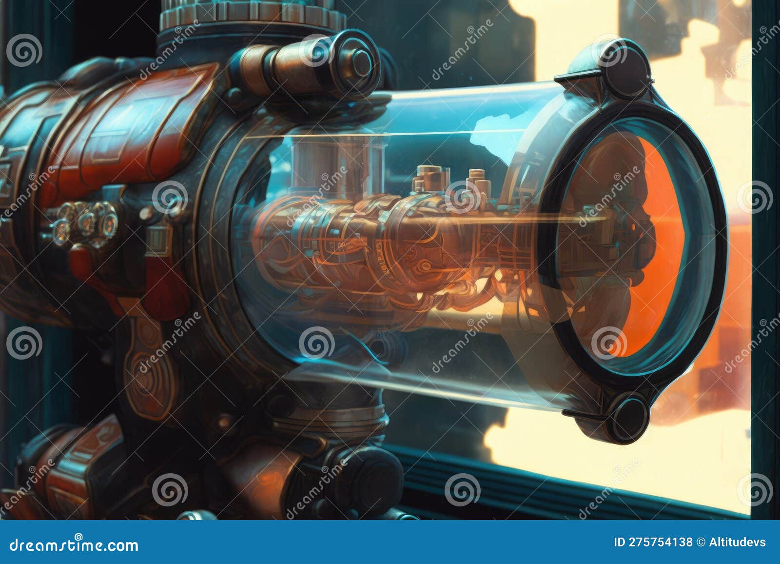 Close-up of Blaster, with Reflection in the Glass Window Stock ...