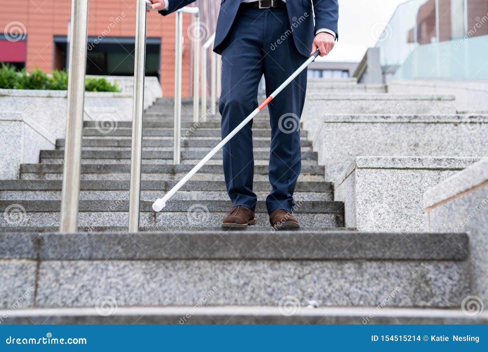 Close Up of Blind Person Negotiating Steps Outdoors Using Cane Stock ...