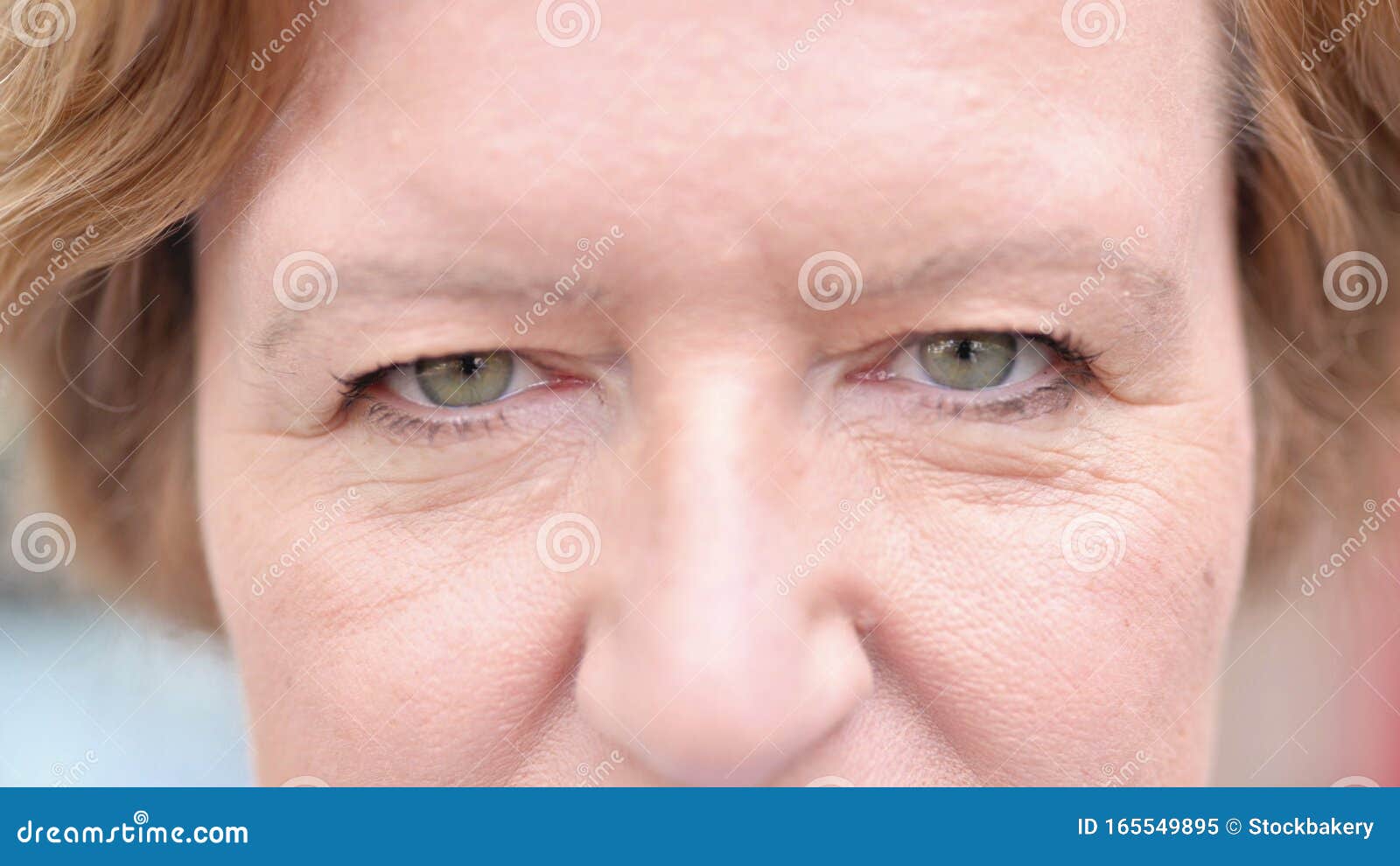 The Close Up of Blinking Eyes of Old Woman Stock Image - Image of ...