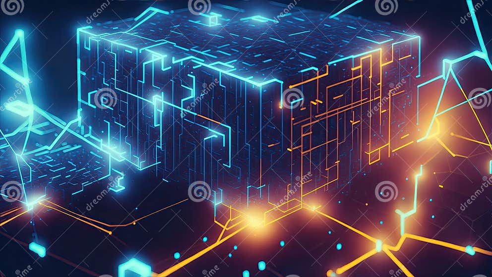 A Close-up of a Blockchain Network with Interconnected Blocks and Data ...