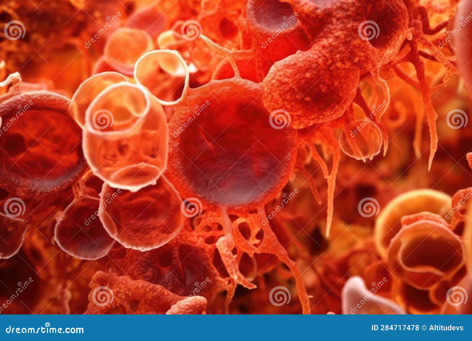 Close-up of Blood Cells Magnified Under Microscope Stock Illustration ...
