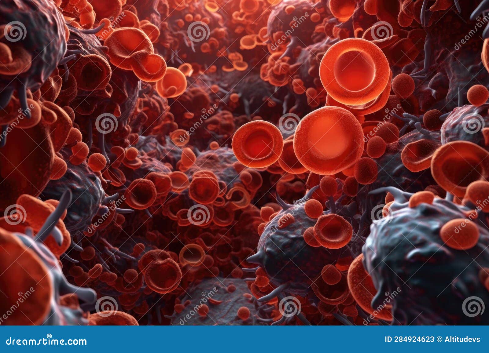 Close-up of Blood Cells Magnified Under Microscope Stock Illustration ...