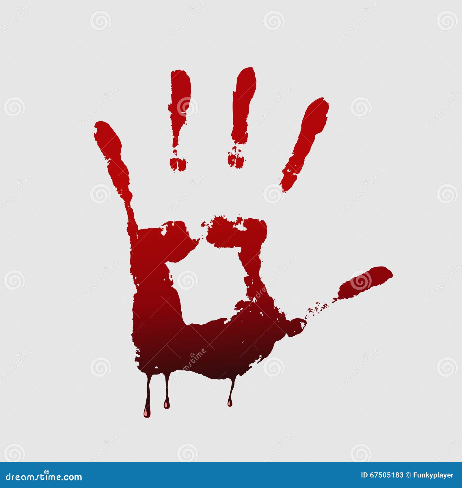 Close Up of Bloody Handprint on White Background. Stock Vector ...