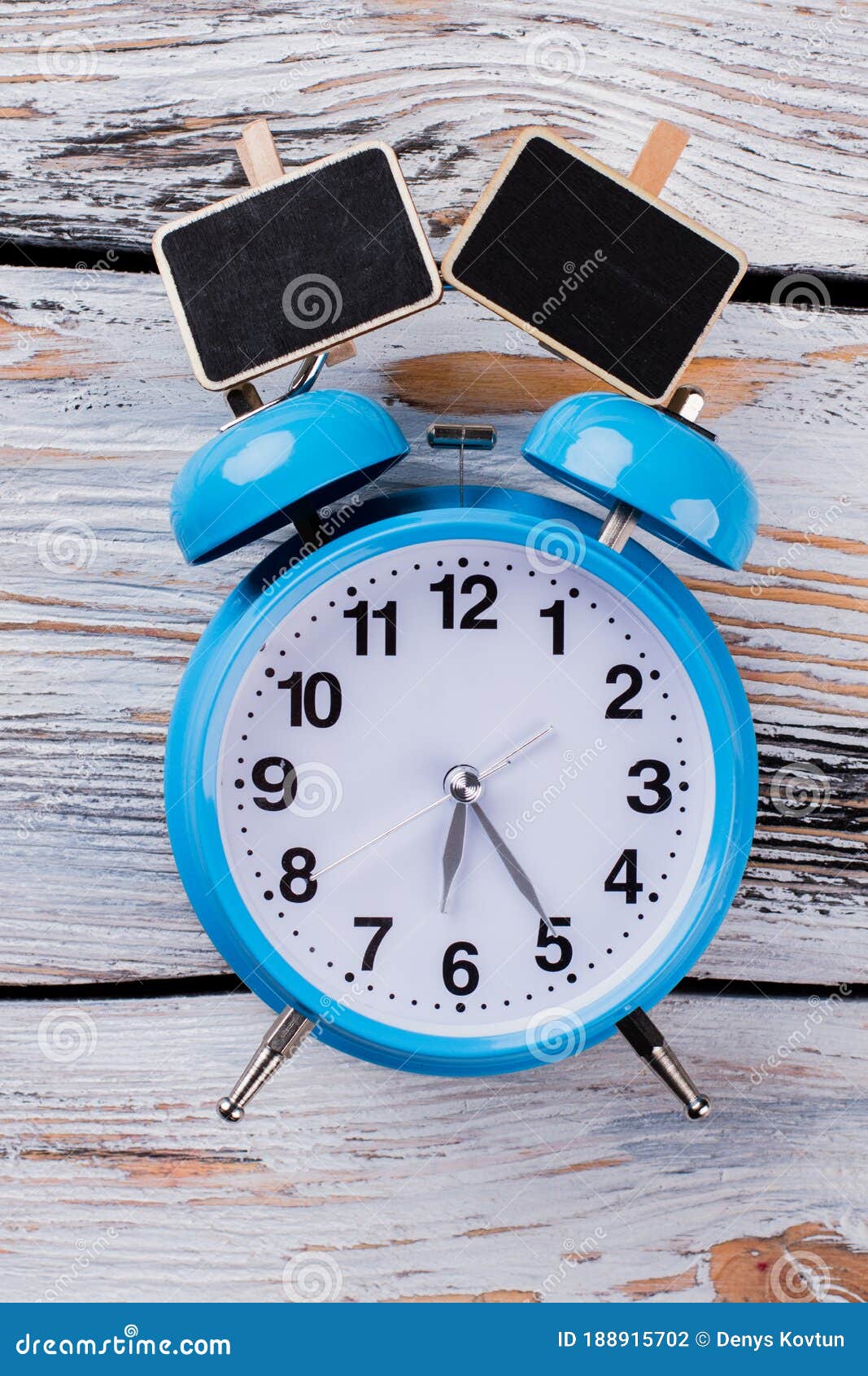 Close up blue alarm clock. stock photo. Image of detail - 188915702