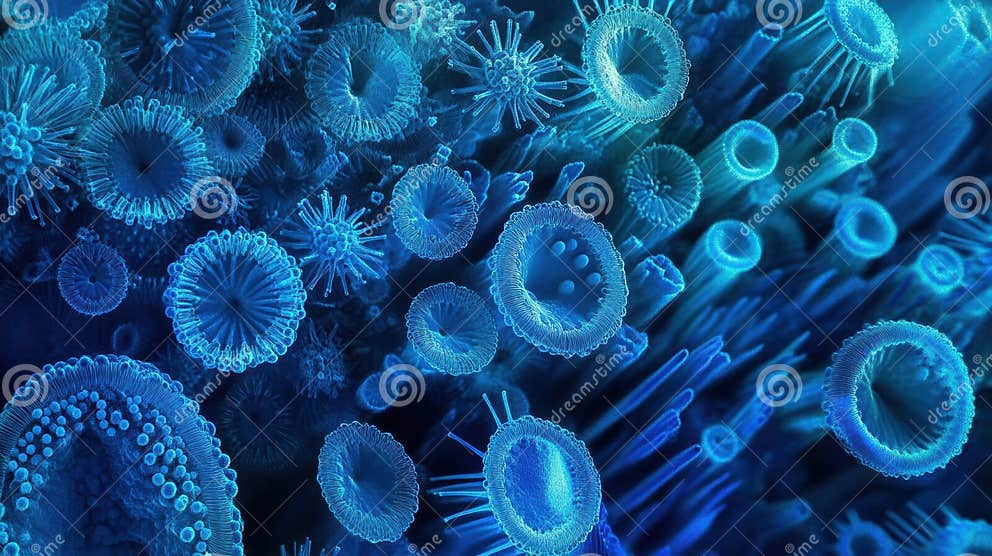 A Close Up of a Blue Background with Many Different Types of Corals, AI ...