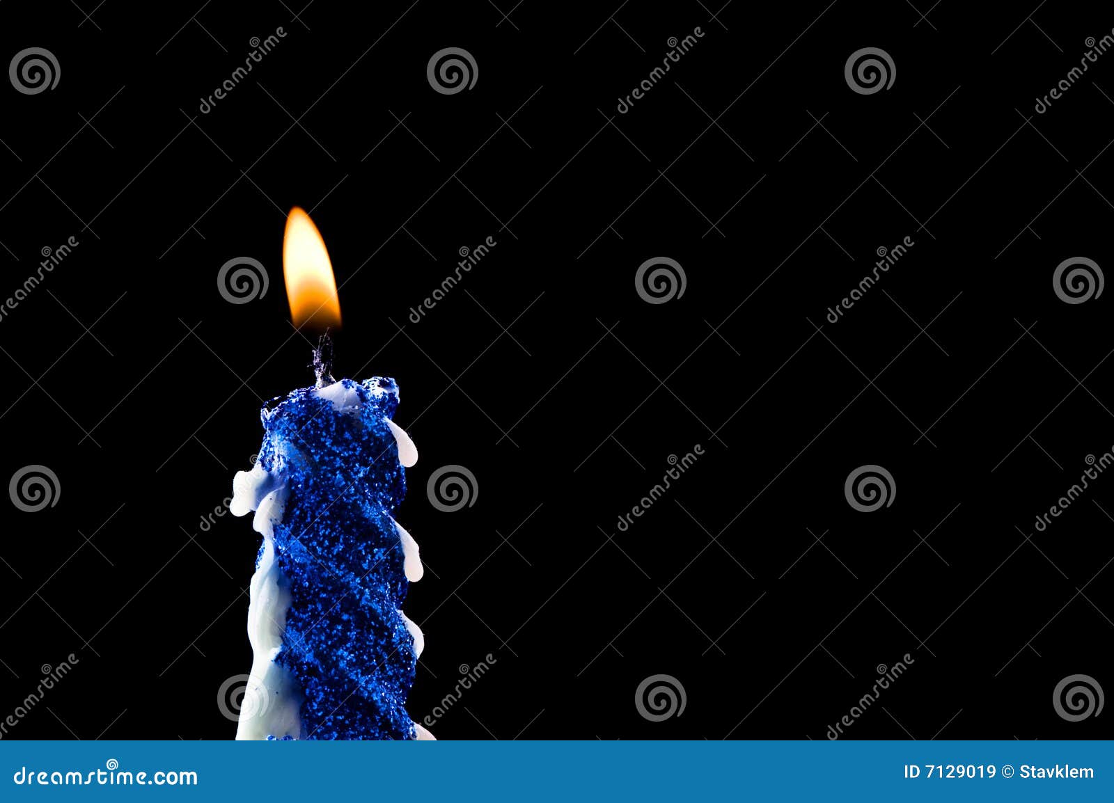 Close-up Blue Candle Isolated on Black Stock Image - Image of flame ...
