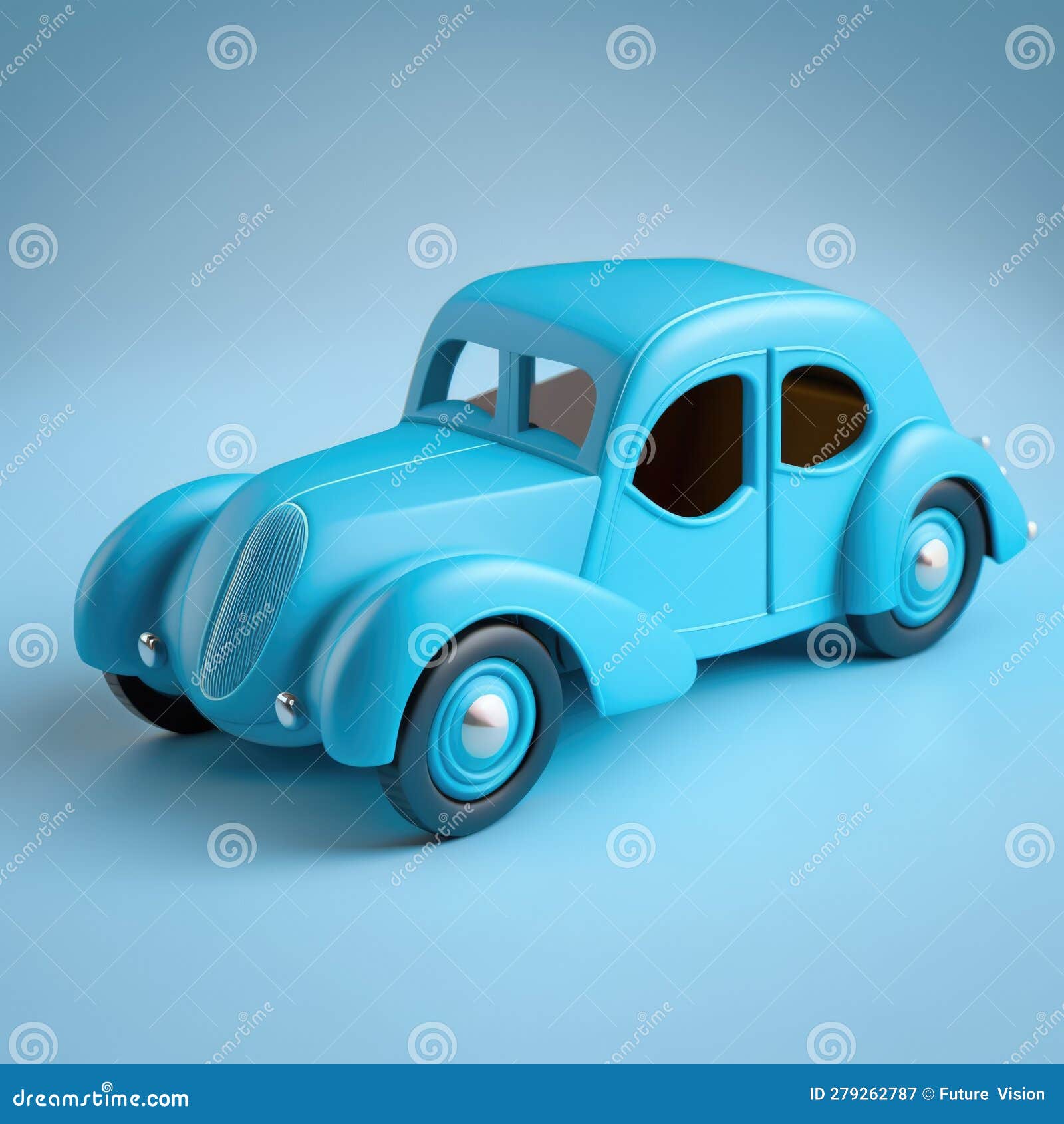 Close Up of Blue Car Toy on Blue Background, Created Using Generative ...