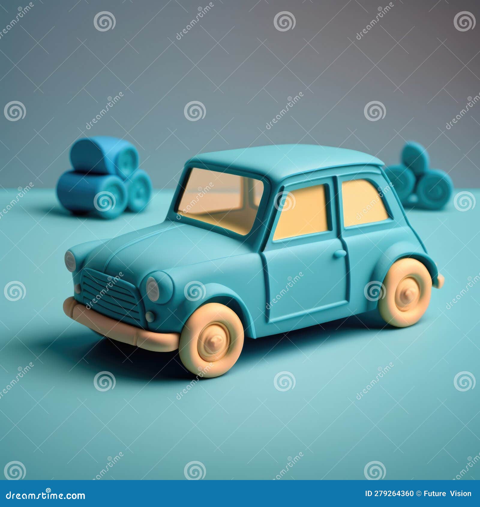 Close Up of Blue Car Toy on Blue Background, Created Using Generative ...