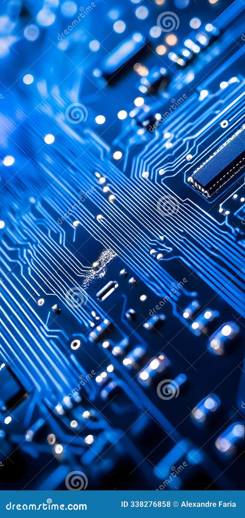 Close-up of Blue Circuit Board Stock Illustration - Illustration of ...