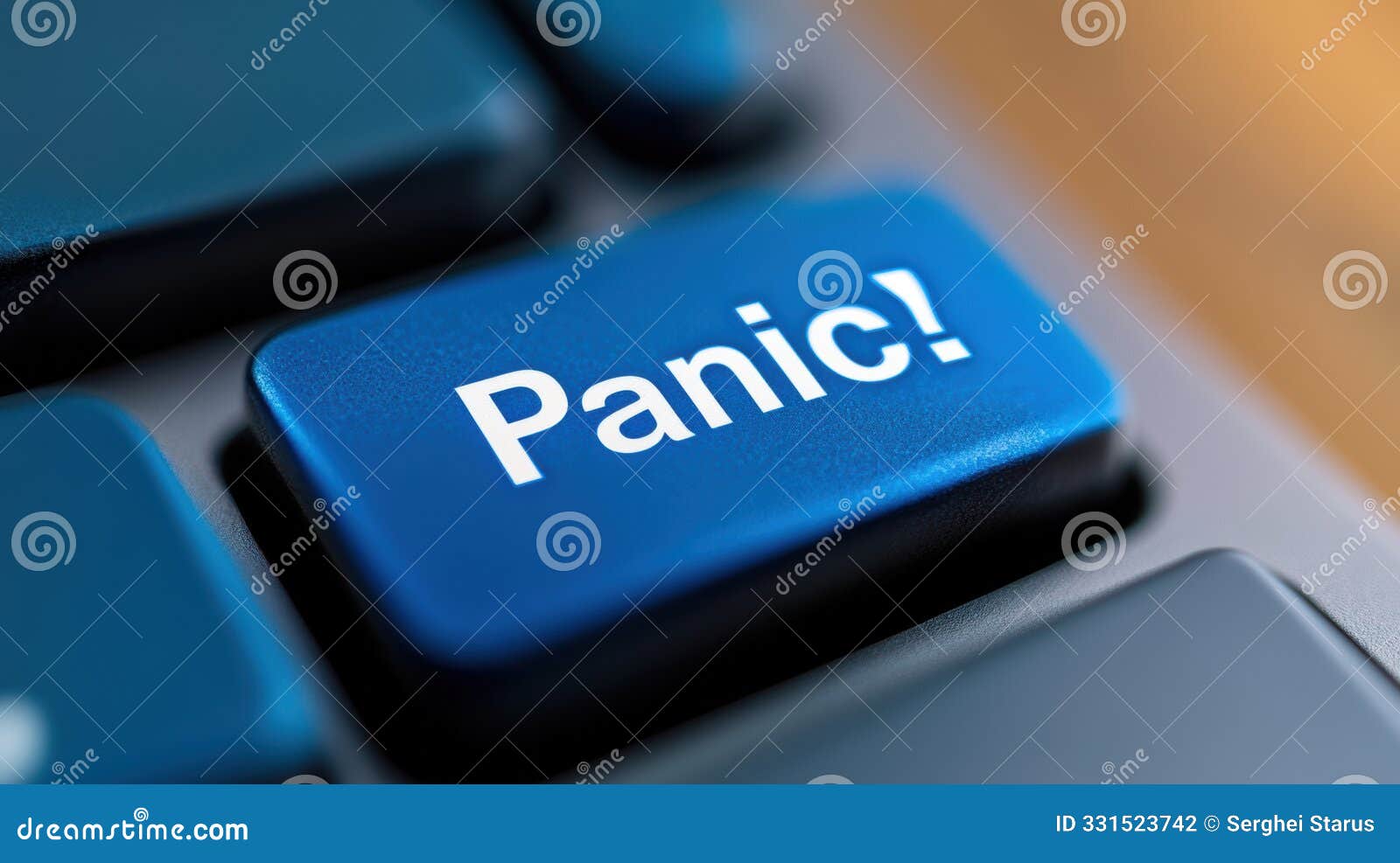 A Close Up of a Blue Computer Keyboard with the Word Panic on it, AI ...