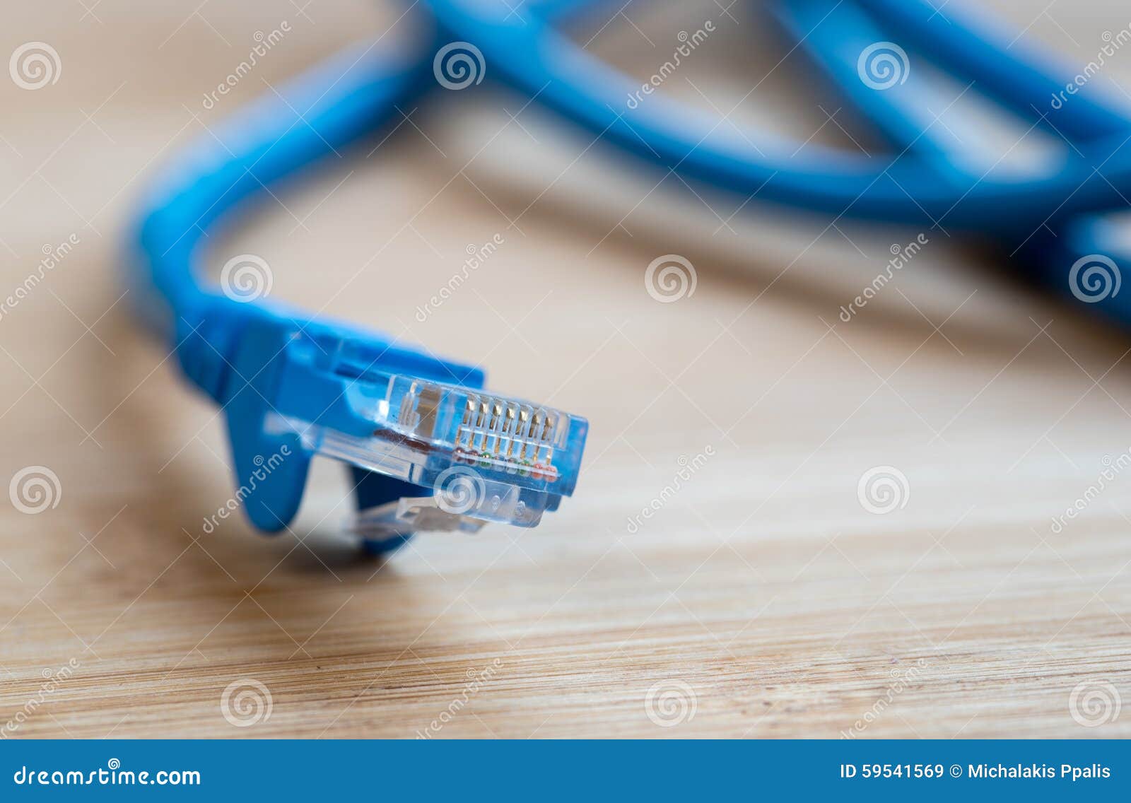 Close-up of a Blue Computer Network Cable Stock Image - Image of modern ...