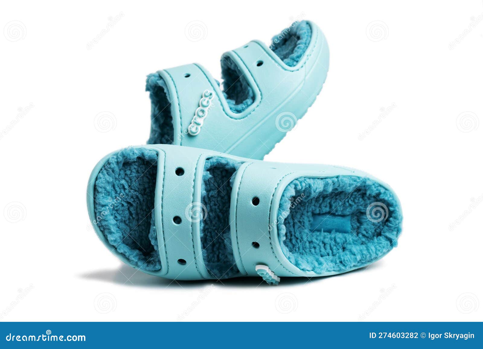 Close-up of Blue Crocs Sandals. Isolated on White Background Editorial ...