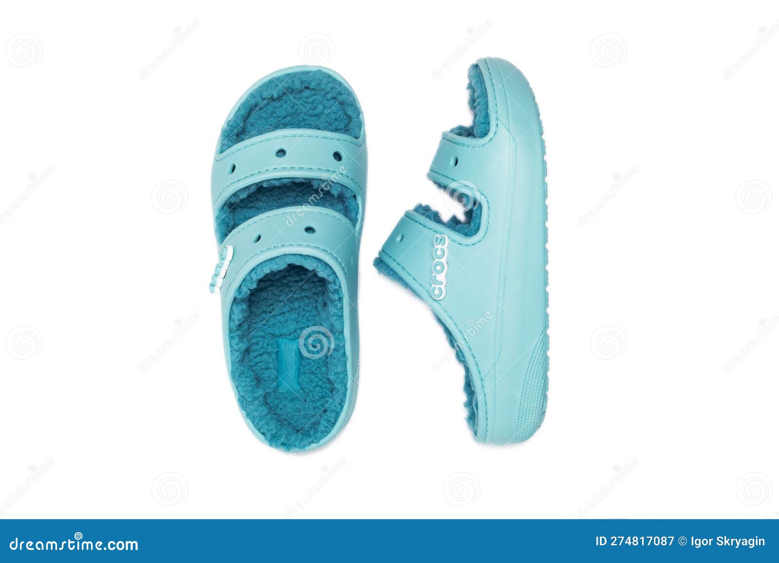 Close-up of Blue Crocs Sandals. Isolated on White Background Editorial ...