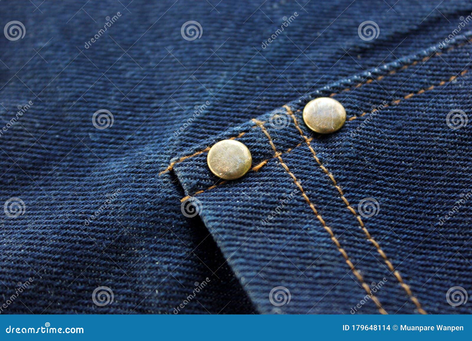 Close-up Blue Denim or Jeans and Metal Buttons Surface and Texture ...