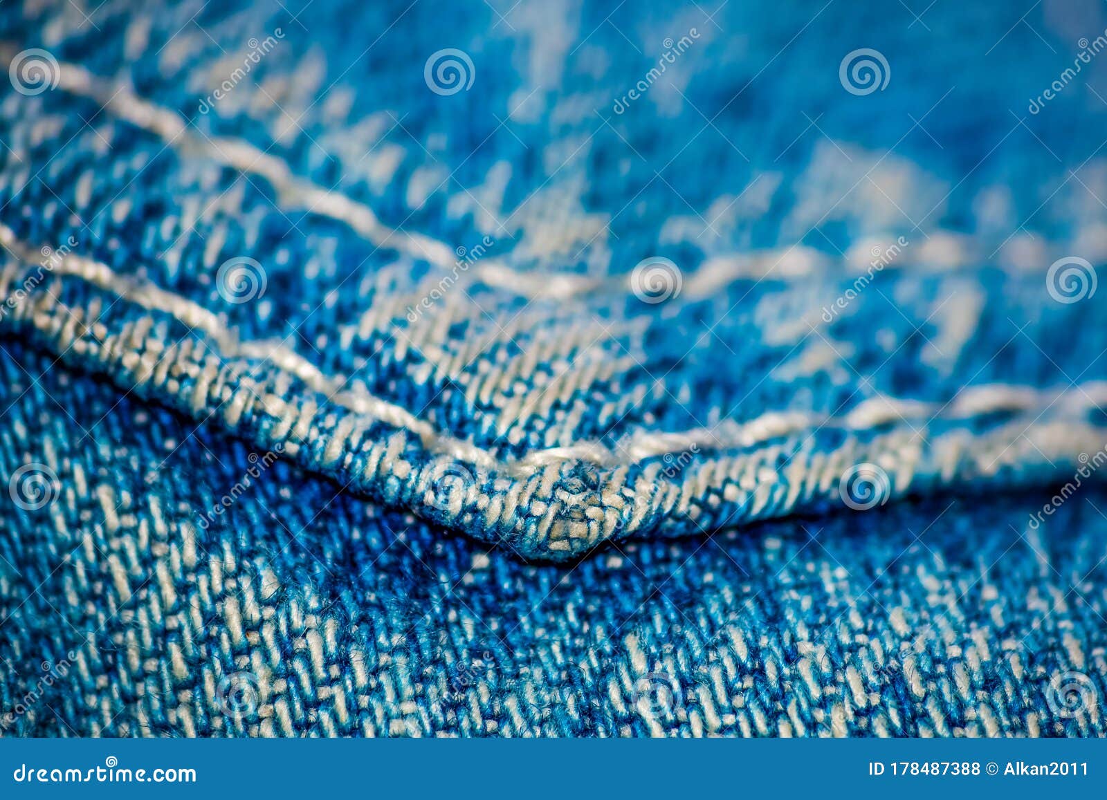 Close Up of a Blue Denim Seam Stock Photo - Image of macro, blue: 178487388