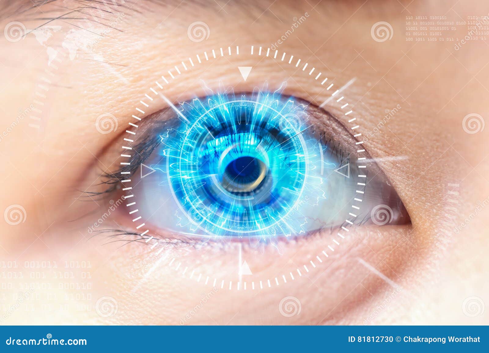 Close-up Blue Eye. High Technology the Futuristic Stock Photo - Image ...
