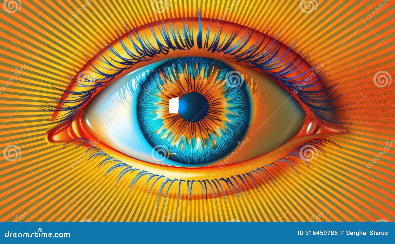 A Close Up of a Blue Eye with Rays Coming Out from it, AI Stock Image ...