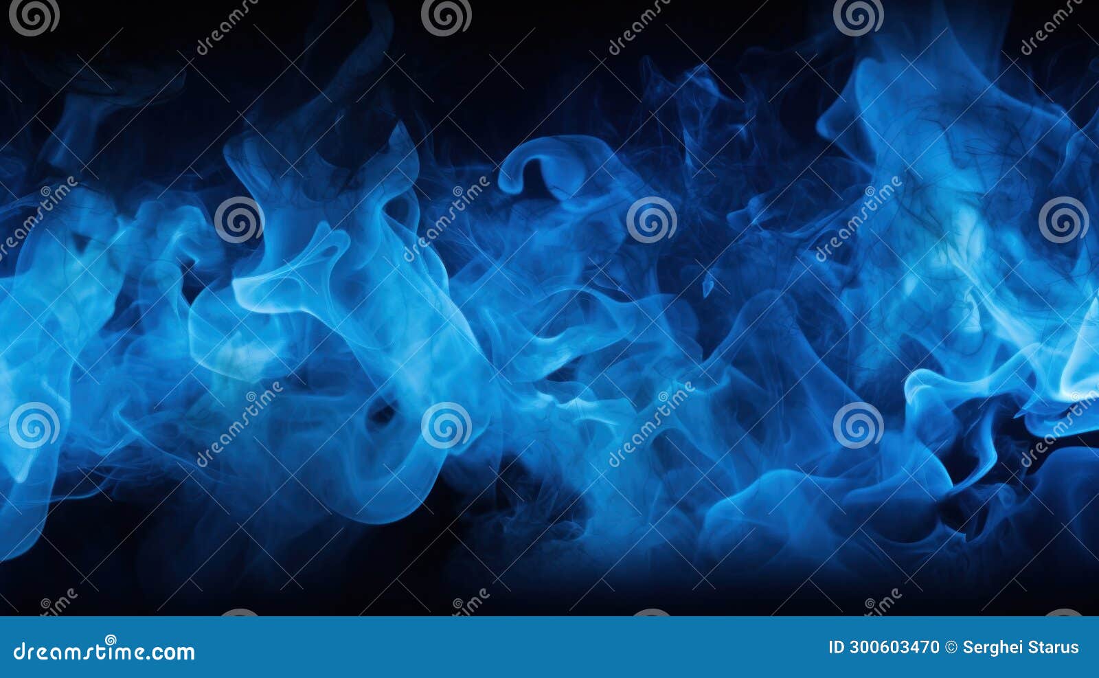 A Close Up of Blue Flames on a Black Background, AI Stock Illustration ...