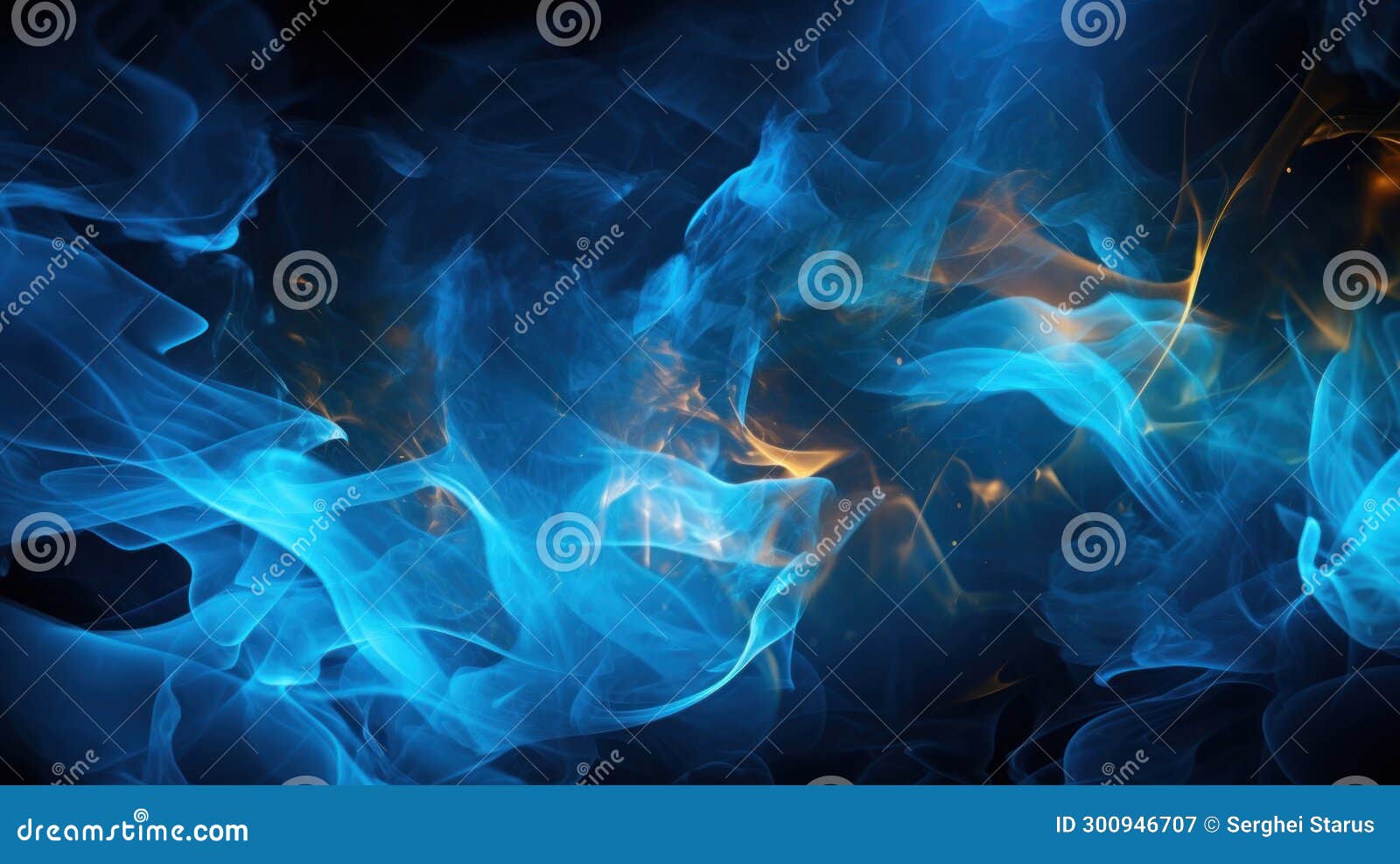 A Close Up of Blue Flames on a Black Background, AI Stock Illustration ...