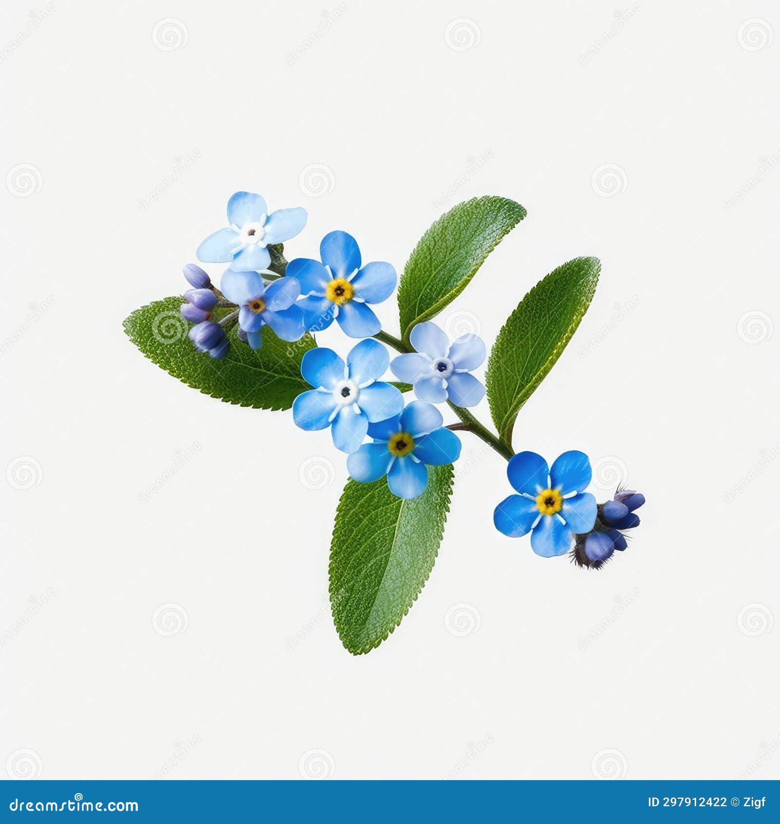 Close-up of Blue Flowers with Green Leaves and Stems. these Flowers are ...