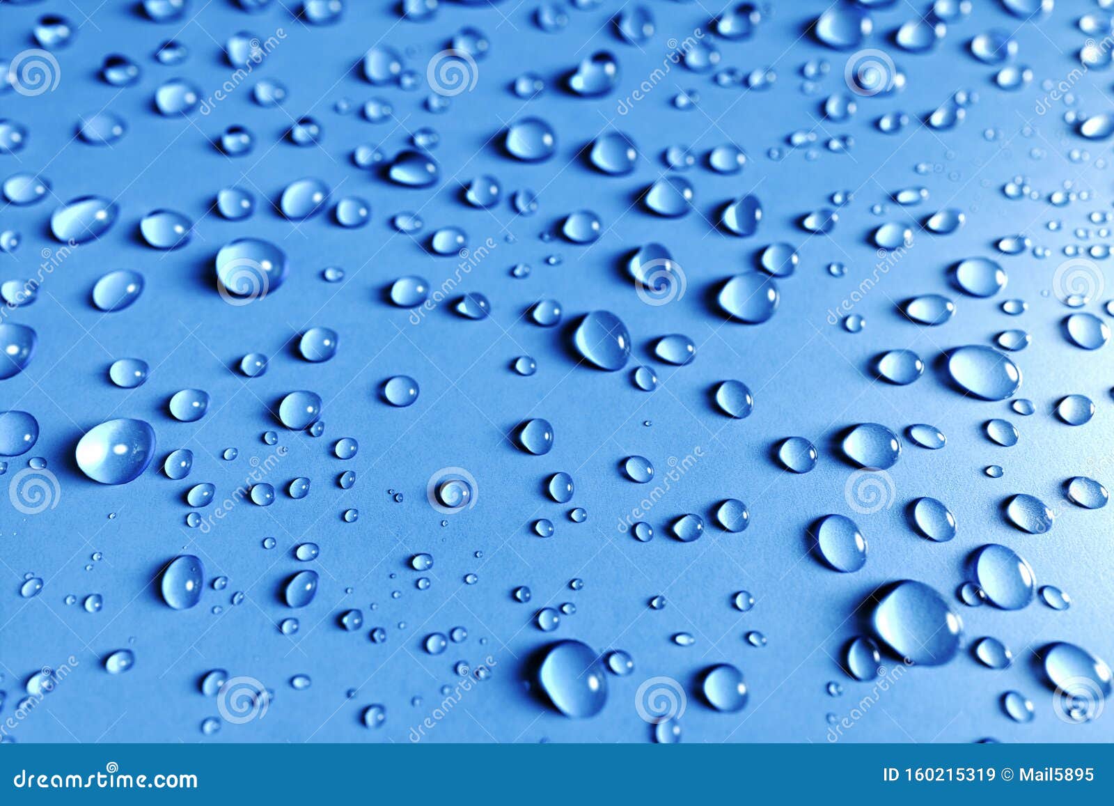 Close Up Blue Glass Surface with Clear Water Drops, Background Stock ...