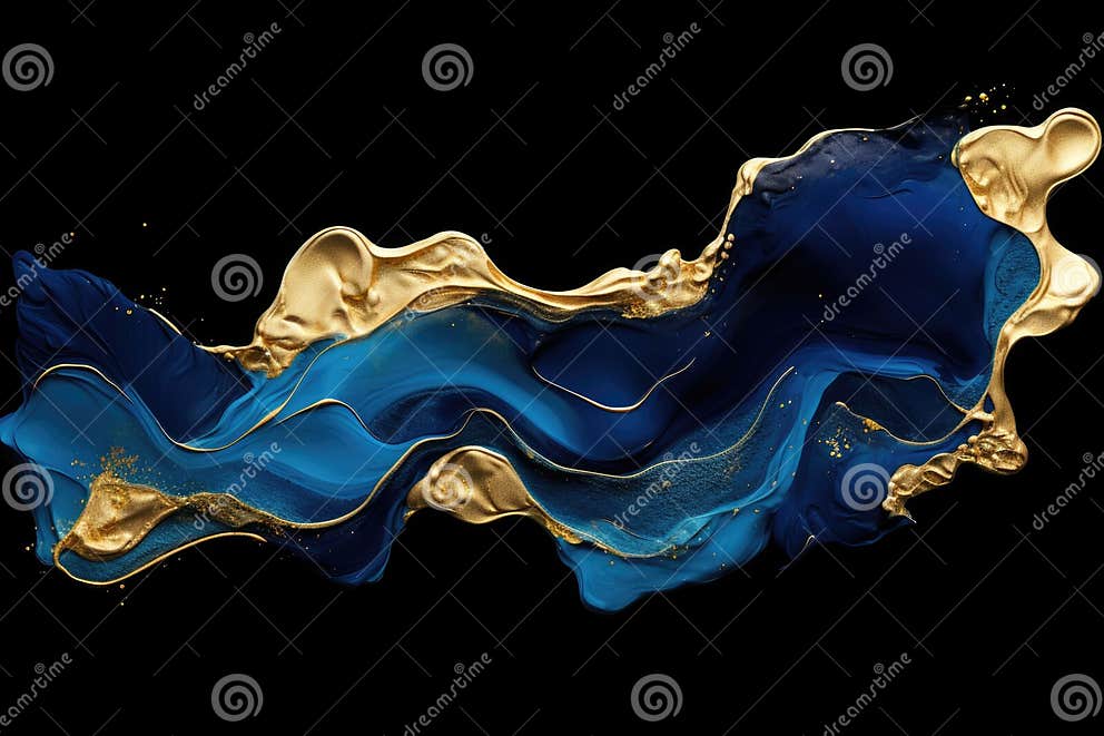 A Close Up of a Blue and Gold Wave. Stock Illustration - Illustration ...