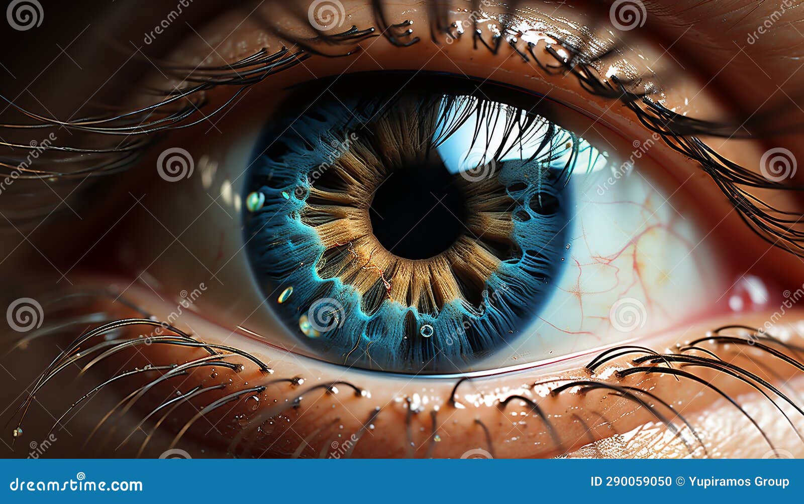 Close Up of a Blue Human Eye, Looking at Camera with Reflection ...