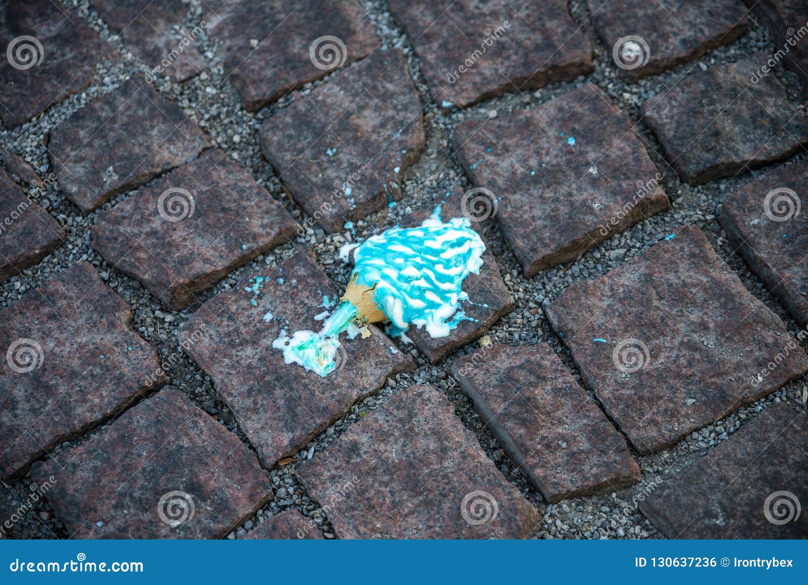Close Up on Blue Ice Cream on the Ground Stock Photo - Image of diet ...