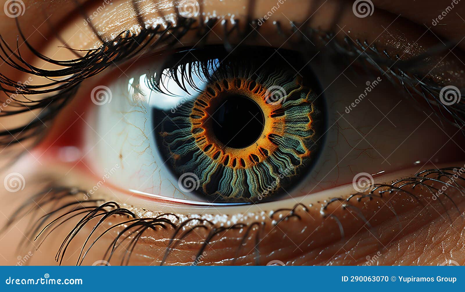 Close Up of a Blue Iris, Watching, Reflecting Beauty and Vibrant Colors ...