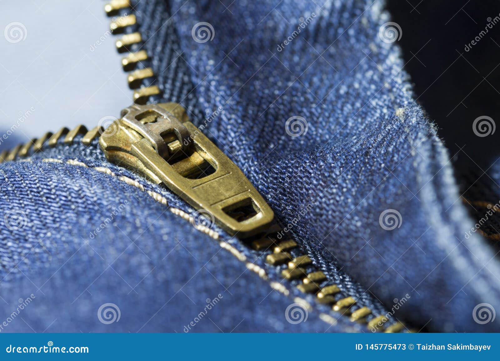 Close-up blue jeans zipper stock image. Image of detail - 145775473