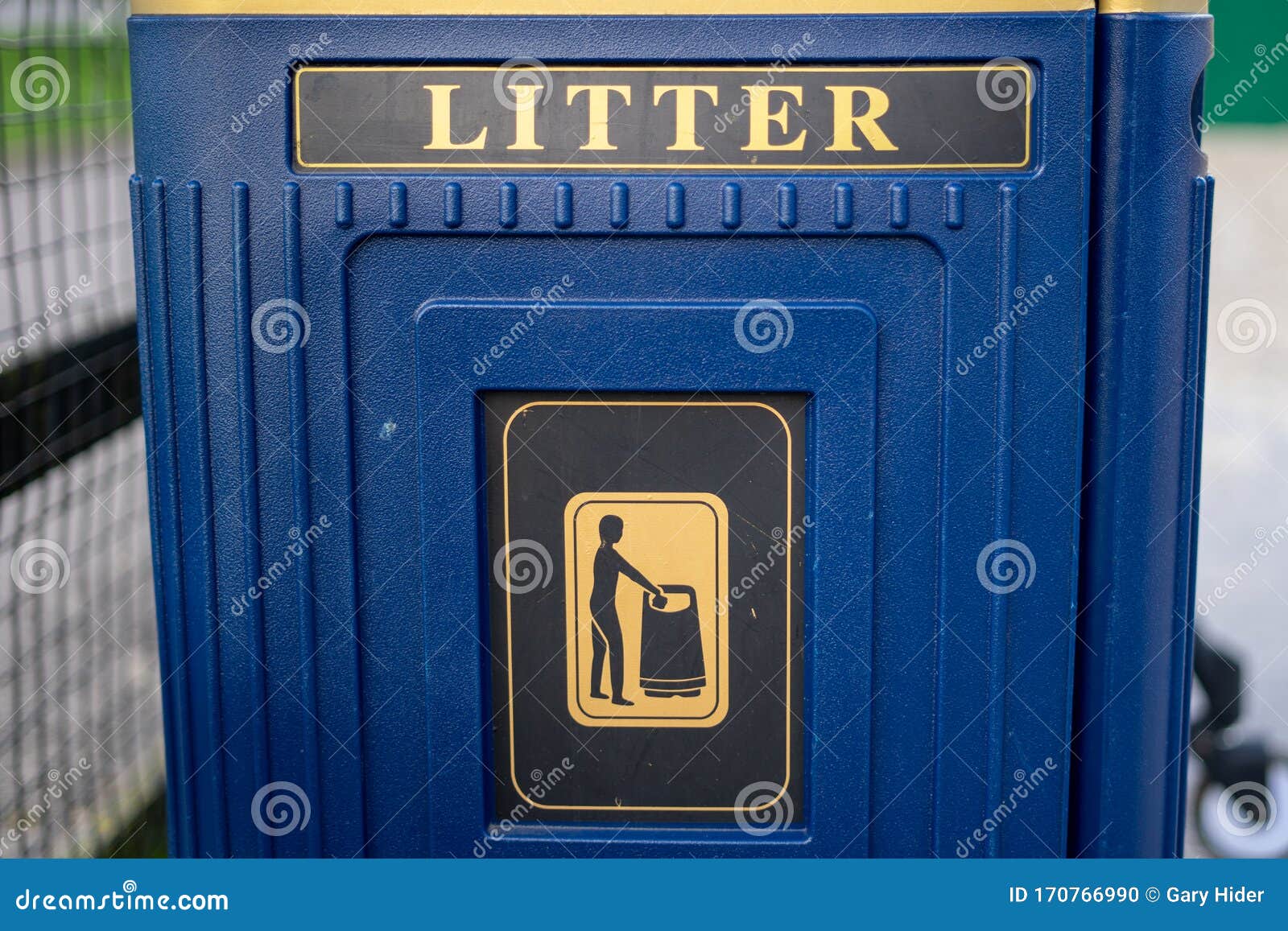 A Close Up of a Blue Litter Bin Stock Photo - Image of trash, dump ...