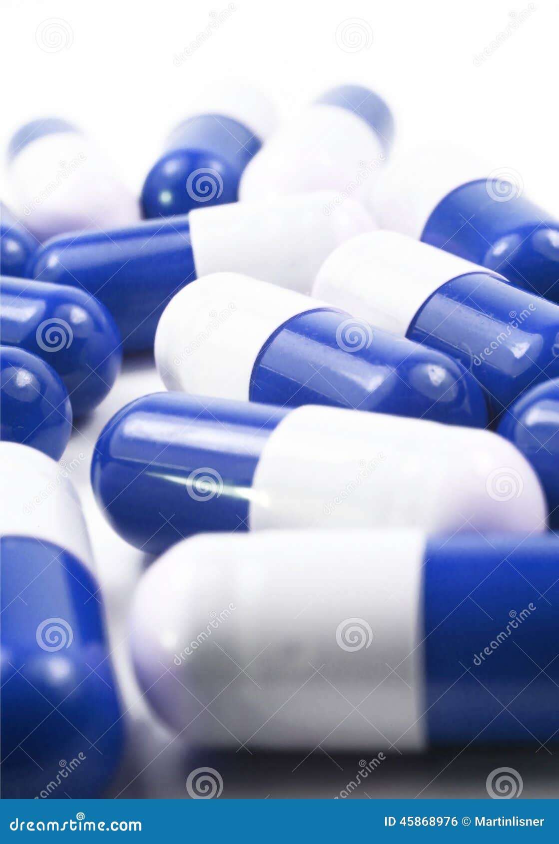 Close Up of Blue Medical Capsules Isolated on White Background Stock ...