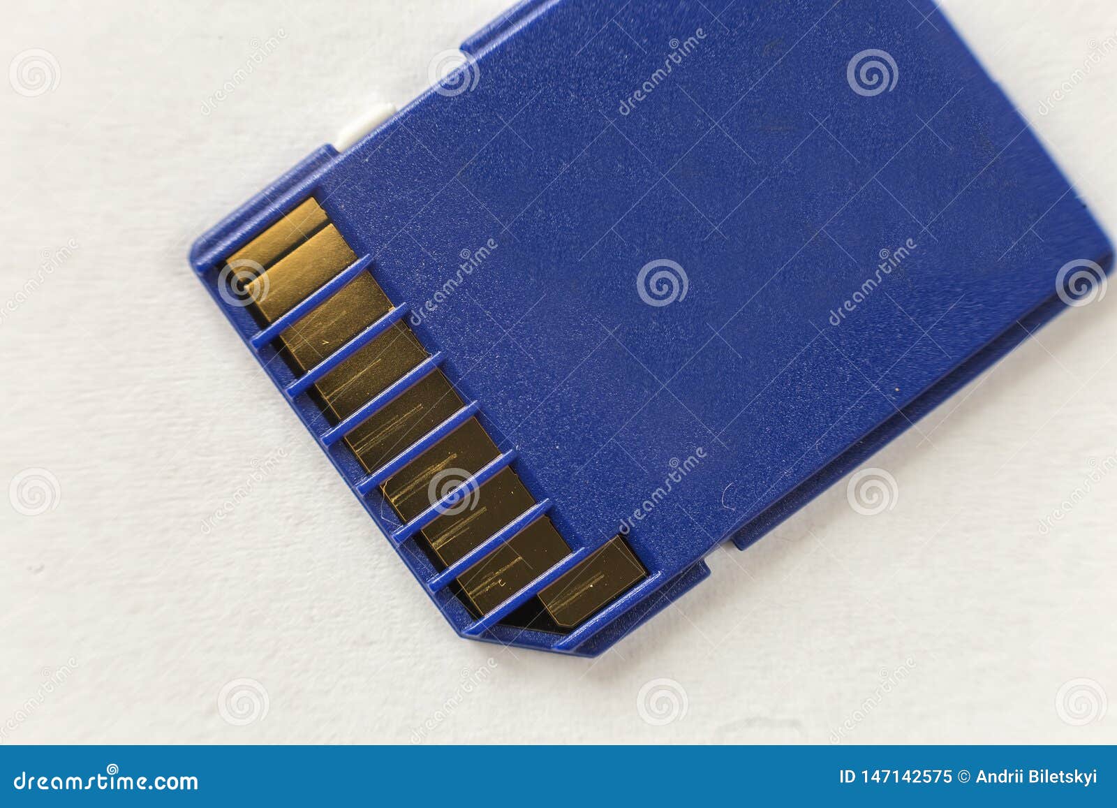 Close-up of Blue Micro SD Memory Card Isolated on White Copy Space ...