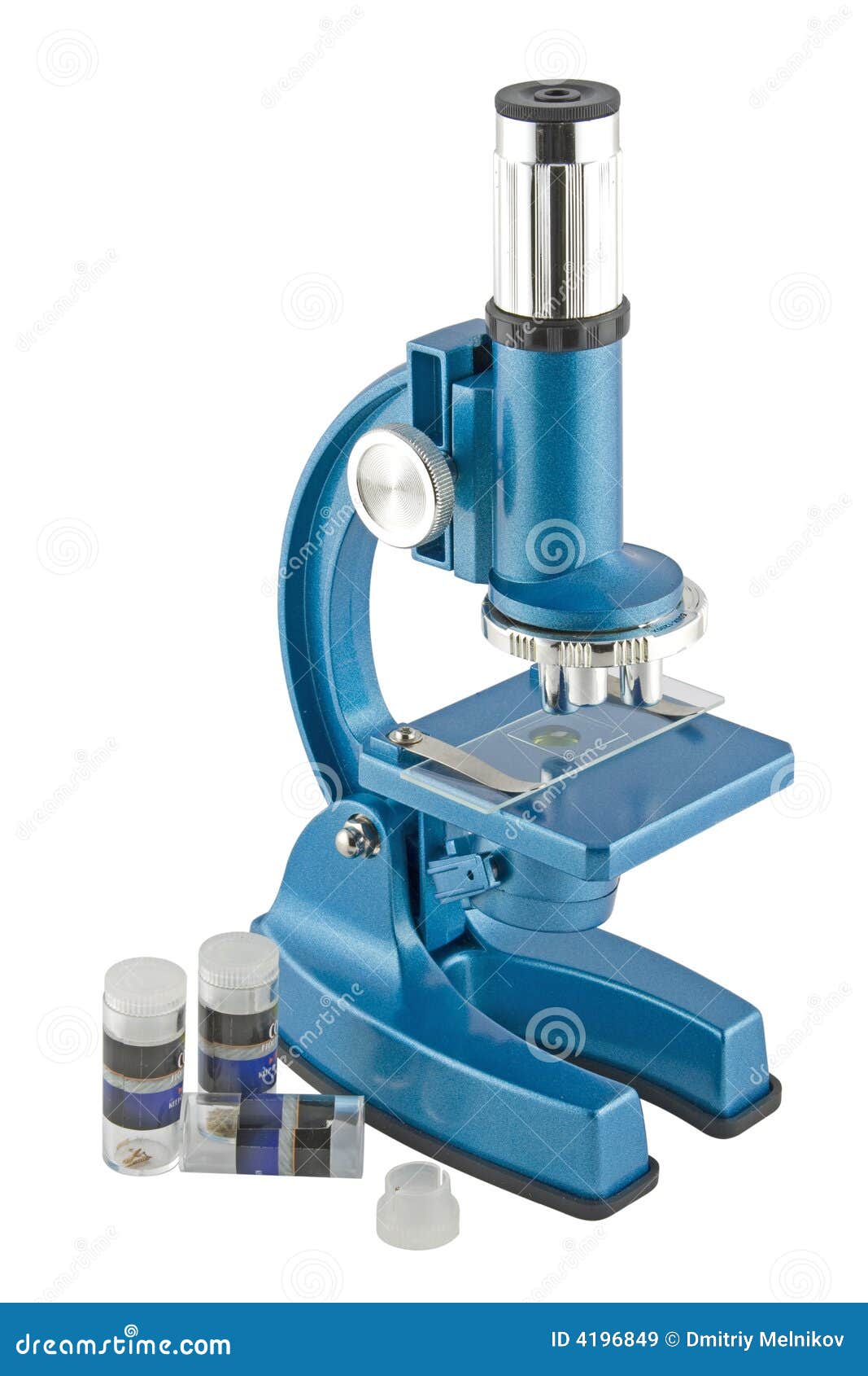 Close-up of a Blue Microscope Stock Image - Image of technology ...