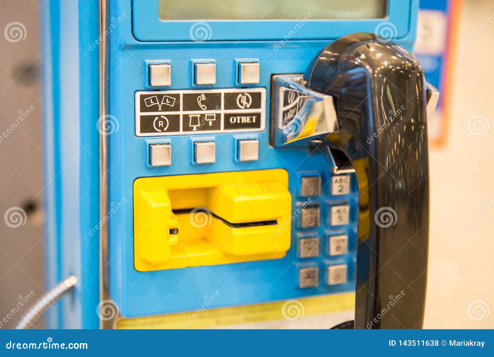 Close Up of a Blue Modern Payphone Stock Photo - Image of equipment ...