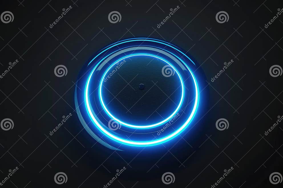 A Close-up of a Blue Neon Ring on a Black Wall Stock Image - Image of ...