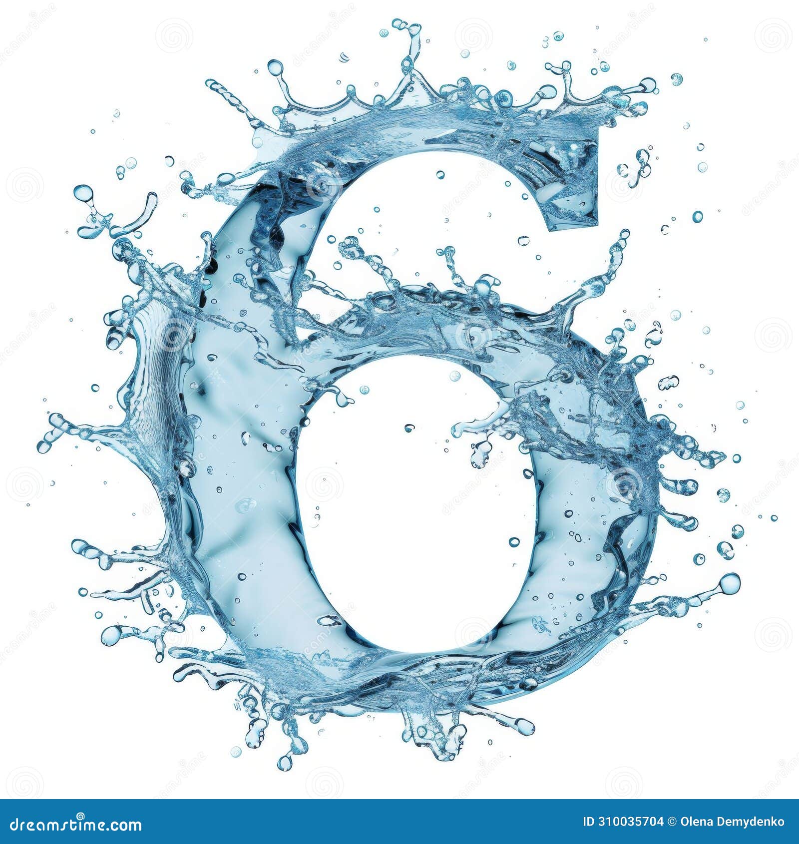 Close-up of a Blue Number Six on a White Background. Text Made of Water ...