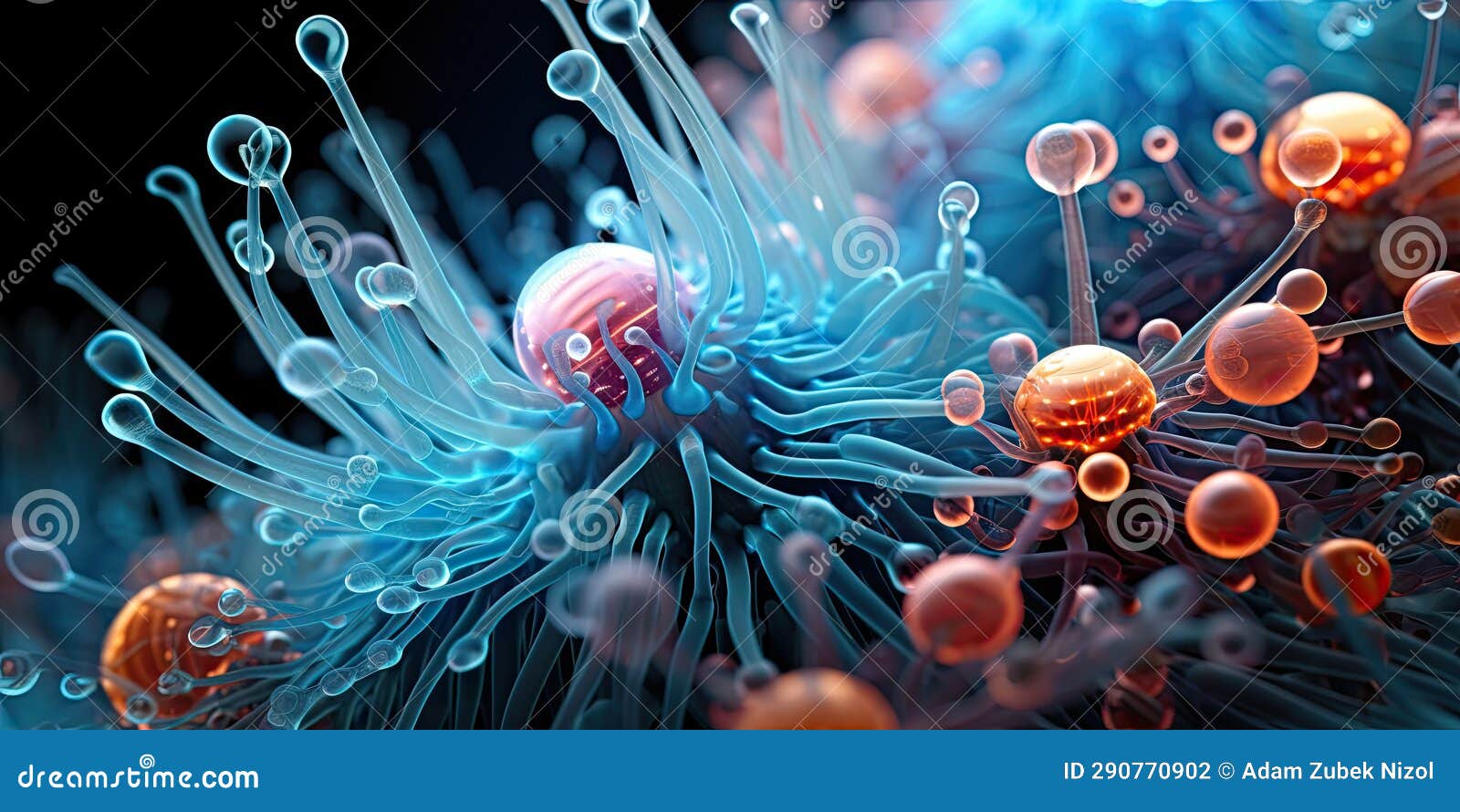 A Close Up of a Blue and Orange Cell Stock Illustration - Illustration ...