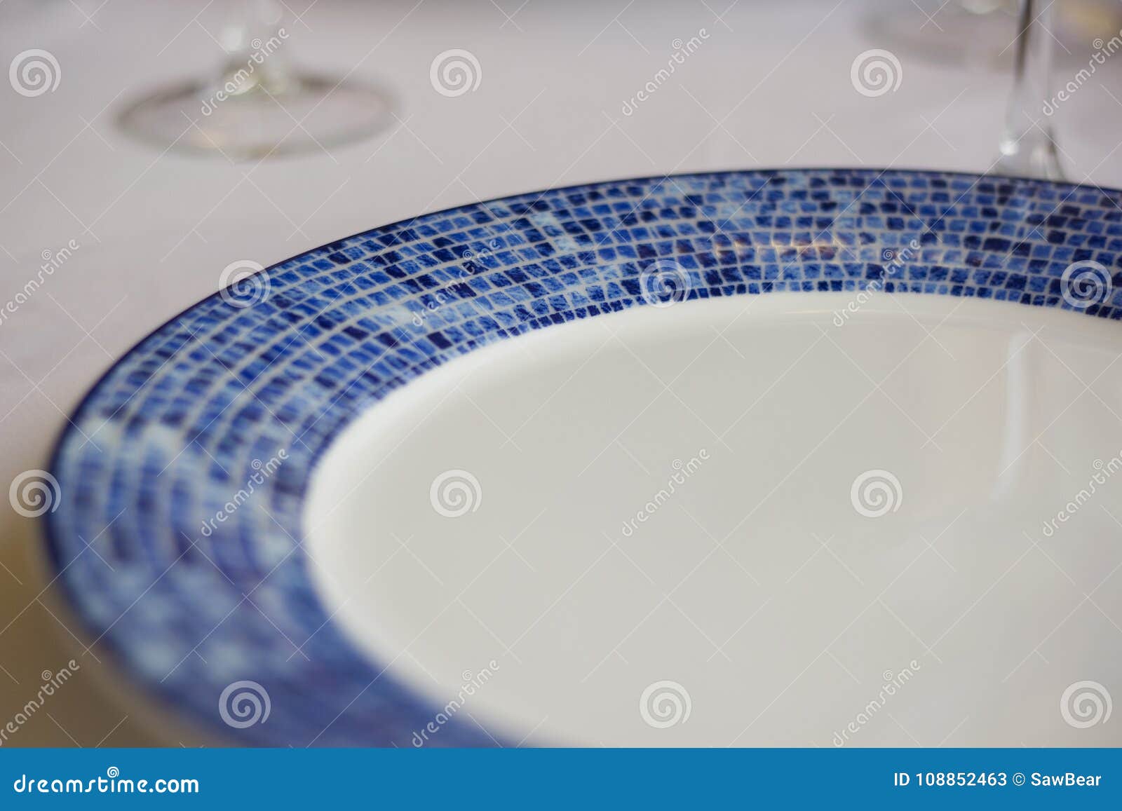 Close-up on a Blue Patterned Plate Stock Image - Image of beautiful ...
