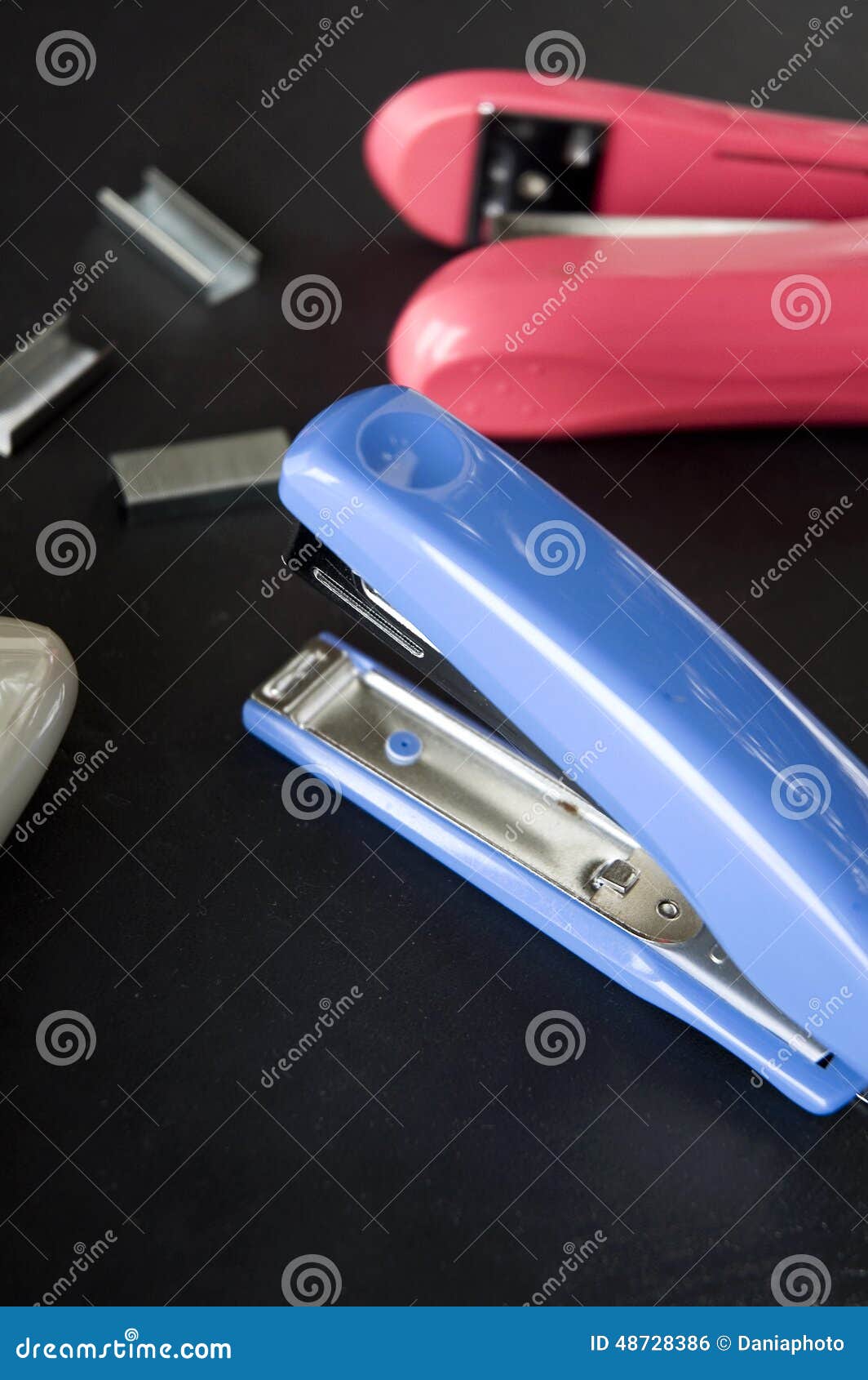 Close up blue stapler stock photo. Image of black, gray - 48728386
