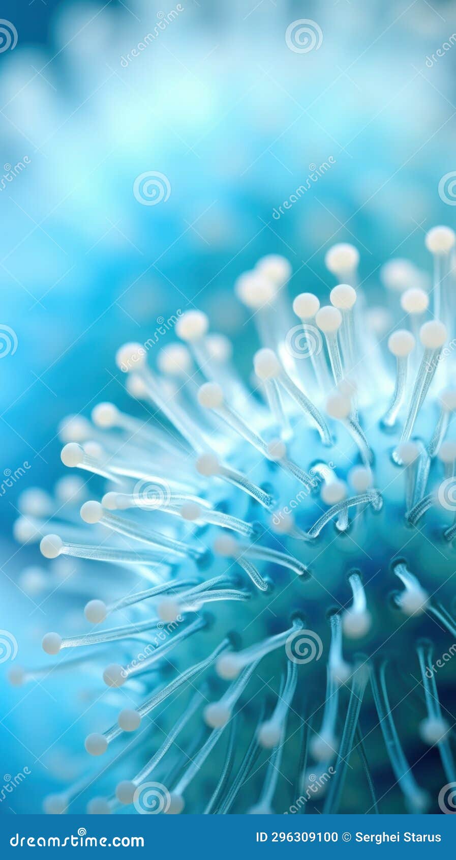 A Close Up of a Blue Virus, AI Stock Illustration - Illustration of ...