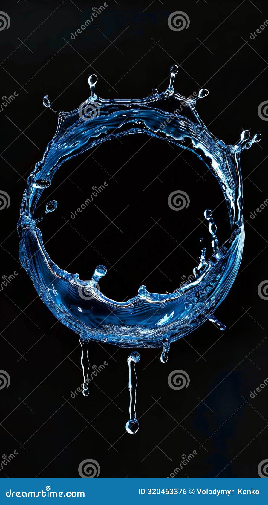Close-up of a Blue Water Splash in Mid-air on a Black Background Stock ...