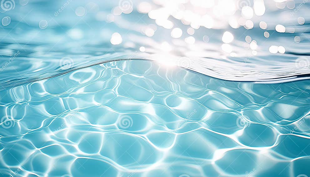 Close Up of Blue Water Surface with Sun Reflections, Shallow Depth of ...