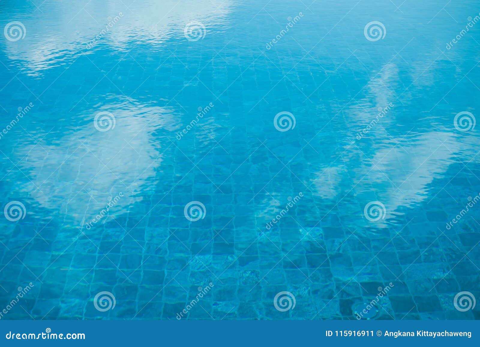 Close Up Blue Water in Swimming Pool Reflection White Clouds and Blue ...