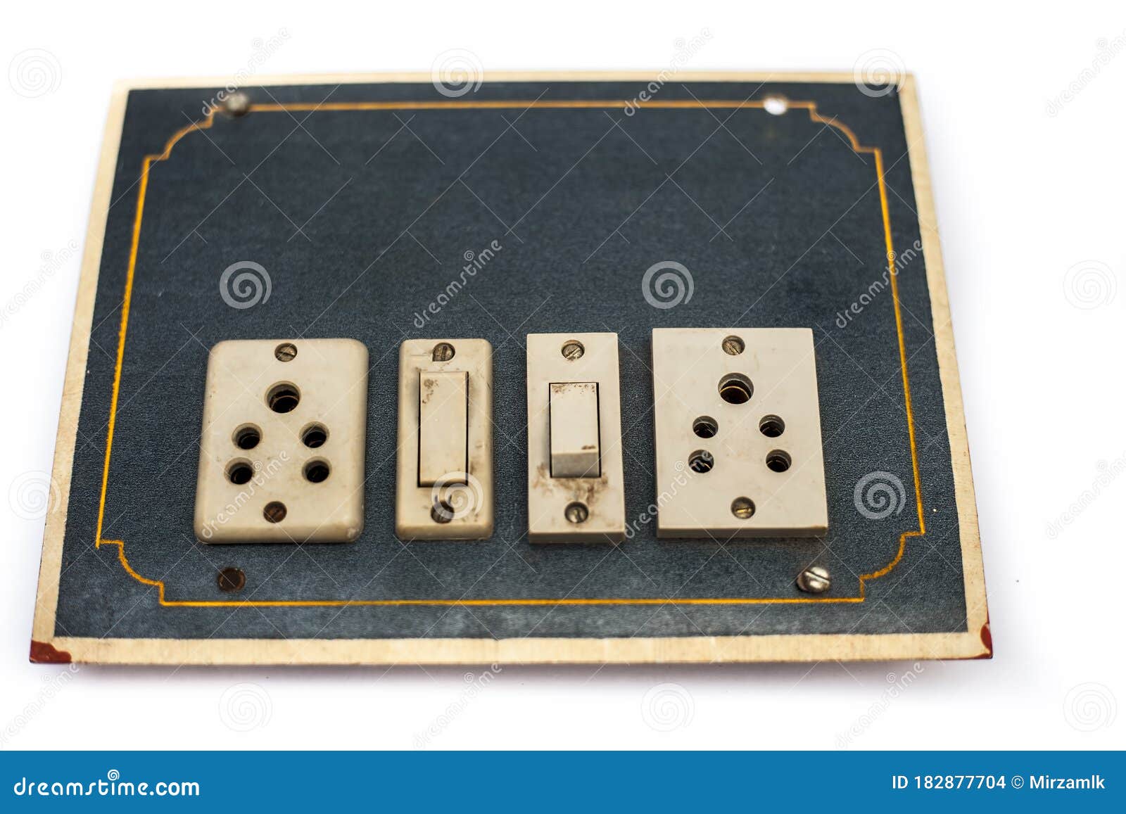 Close Up of Blue and White Colored Switch Board or Electric Switchboard ...