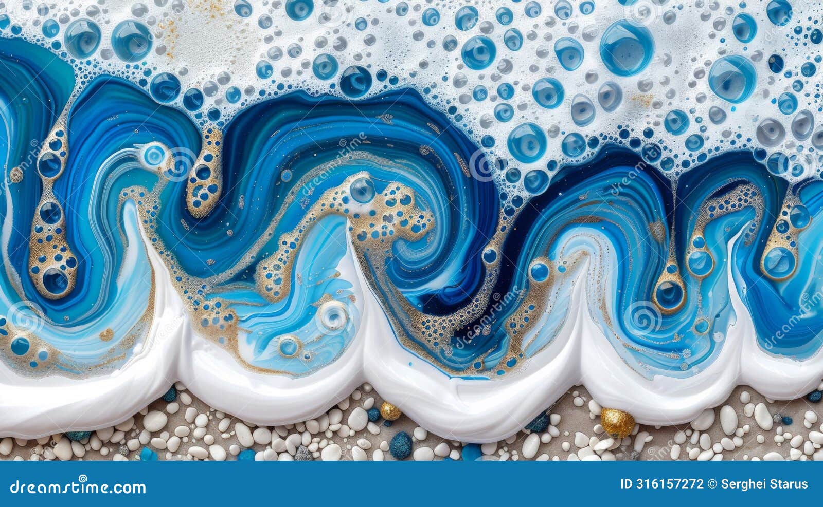A Close Up of a Blue and White Swirl Pattern on the Ground, AI Stock ...